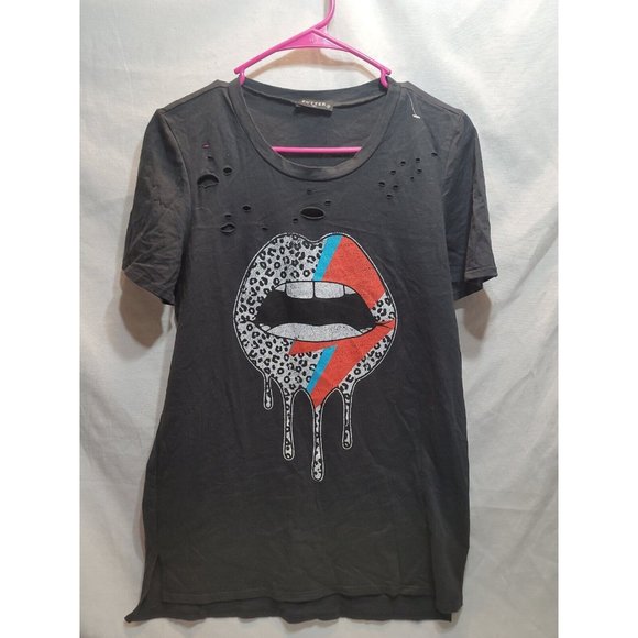 zutter | Tops | Zutter Black Lightning Bolt Dripping Lips T Shirt ...